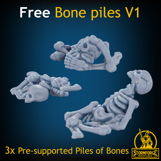 🆓 Free Bone Piles V1・Free STL File for ・Cults