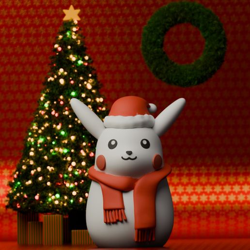 ☃️ Pikachu Snowman Pokemon Fanart Christmas Free・Free STL File for 3D ...