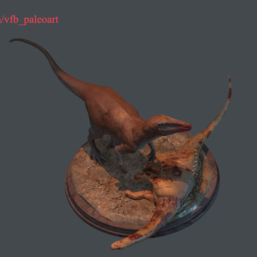 🐉 Megaraptor and youg titanosaur diorama・ STL File for ・Cults