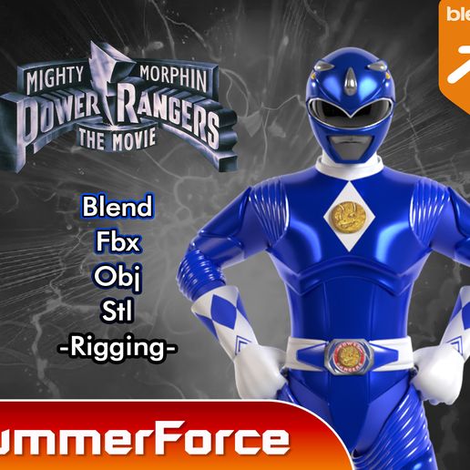 🎬 Blue Ranger - Mighty Morphin Power Rangers The Movie・ STL File for 3D ...