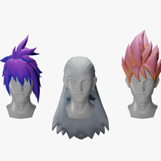 ♂️ 20 STYLIZED MALE HAIR MODELS PACK 7・Archivo 3D para Impresión 3D・Cults