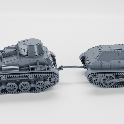 🚐 Type 94 Tankette (early) + Trailer + 2 Tankmen (Japan, WW2)・ 3D File ...