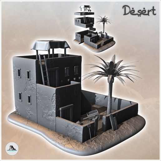 🏜️ Desert house with flat double roofs and palm tree (10) - Canyon ...