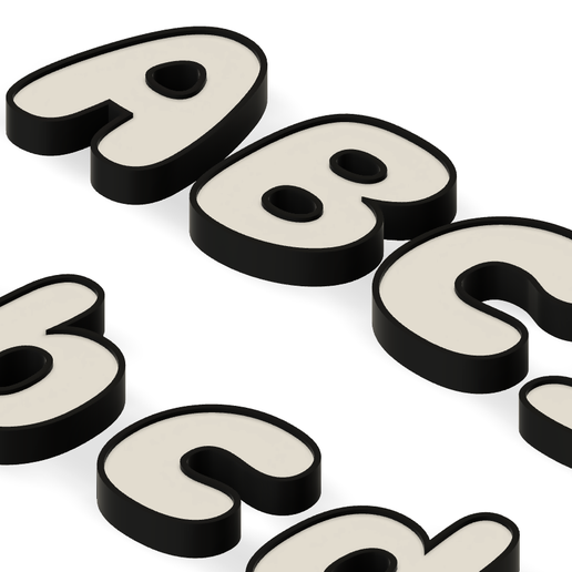 🔦 DynaPuff 3D font with 3 different inlays・ 3D File for 3D printing・Cults