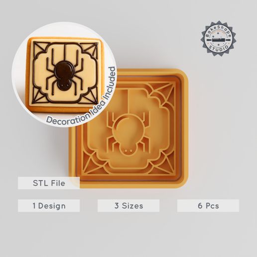 🎃 Halloween Spider Web Cookie Cutter & Stamp Set, 3 Sizes, Spooky ...