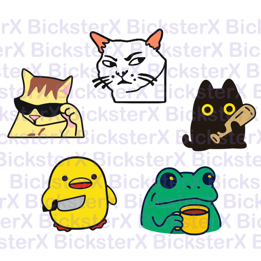 Coleção de chaveiros Meme Pals 😂🐱🐸 - 5 modelos de impressão 3D ...