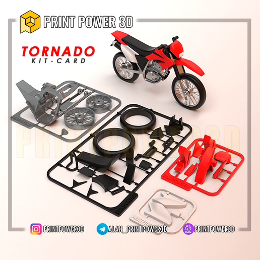 🌪️ Tornado Kit card - dirt bike - motocross・ 3D File for 3D printing・Cults