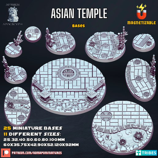 🕍 Asian Temple Bases (Pre-supported)・ 3D File for 3D printing・Cults