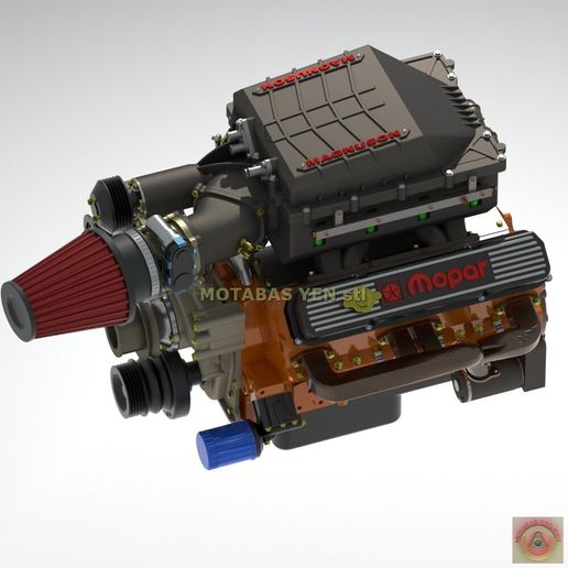🌆 DODGE MOPAR 440 MAGNUM SUPERCHARGER MAGNUSON - ENGINE・ STL File for ...