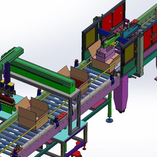 🍾 3D CAD Model Bottle Carton Packing Line with Robotic Sorting ...