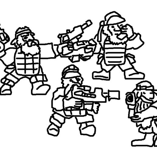 🎲 Scifi Dwarf Trooper Squad 1・ STL File for 3D printing・Cults