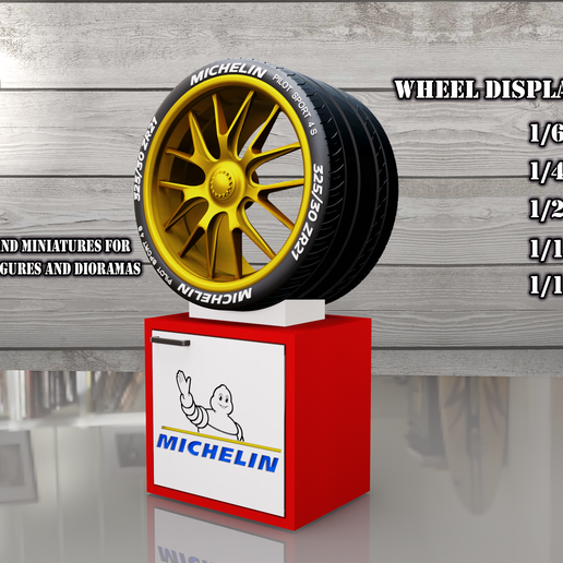 🛞 Wheel Display 3d printable in various scales・ STL File for ・Cults