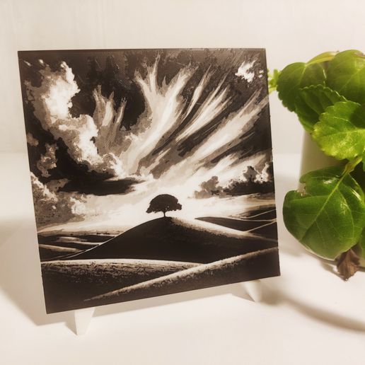 🎨 Landscape Art Piece with Easel and Frame・ STL File for 3D printing・Cults