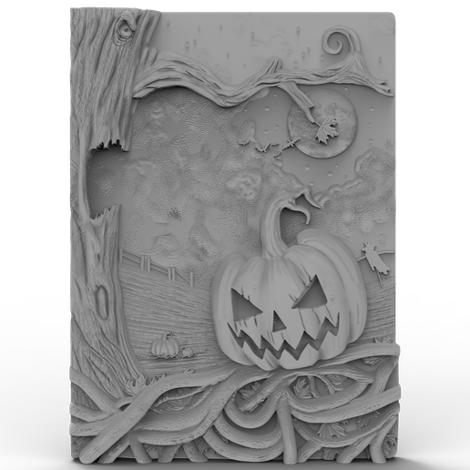 📁 3D Model STL File for CNC Router/Laser & 3D Printer Pumpkin Moon Tree・ 3D File for 3D printing ...