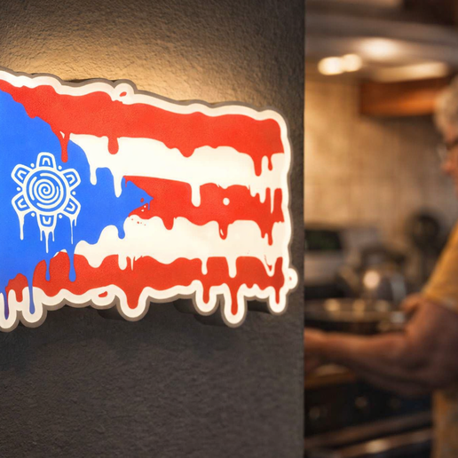 🪞 Puerto Rican Drip Flag Lightbox – 3D Printed LED Wall Decor – Taíno ...