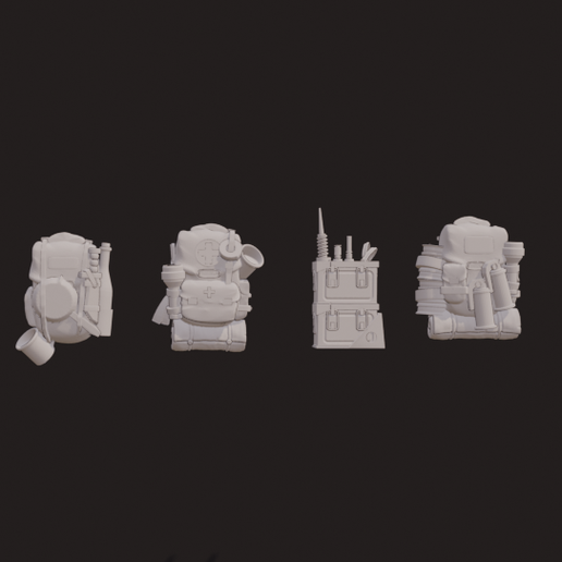 🆓 Warsystem Sacks/Backpack Free set 01・Free STL File for 3D printing・Cults