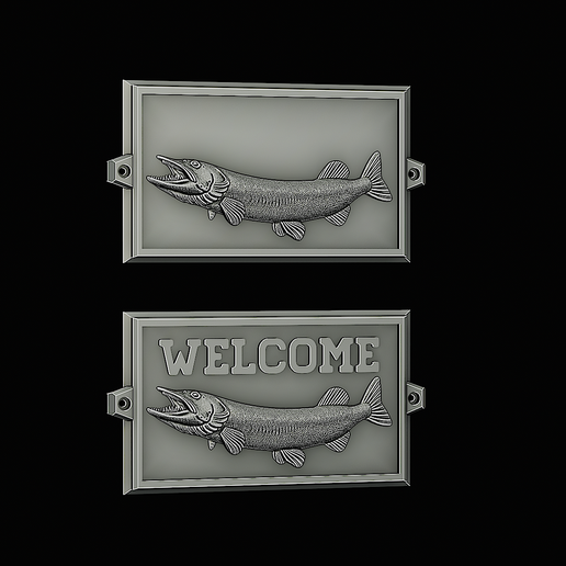🐠 relief 1 FISH PIKE MUSKELLUNGE MUSKIE / ESOX MASQUINONGY 1・Free STL ...