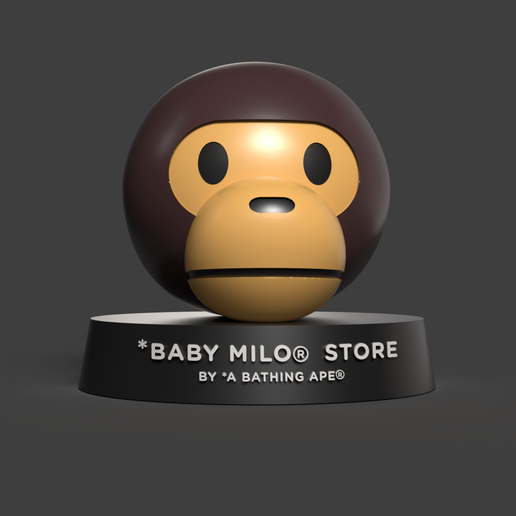 👶 Baby Milo Display Head- B.A.P.E (A Bathing Ape)・ OBJ File for ・Cults