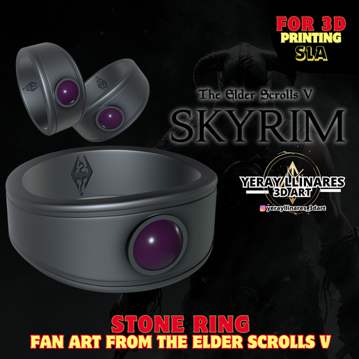 STL file Skyrim Inspired Ring with Precious Stone 💍 ・3D print design to ...