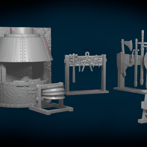 🎲 complete blacksmith shop for miniatures 33mm, pre-supported・Free 3D ...