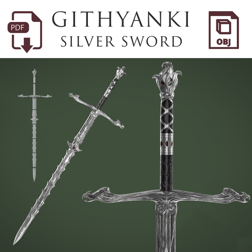 OBJ file Githyanki Silver Sword 3D model, Lae`Zel, Vlaakith, Voss 🗡️ ...