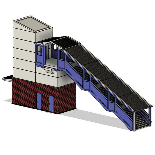 🛤️ Model Railway Modern Footbridge with Lift・ STL File for 3D printing ...