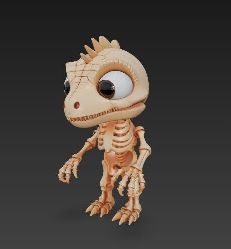 👶 Mechanical Articulated Cute Baby Dinosaur Skeleton・ STL File for 3D ...