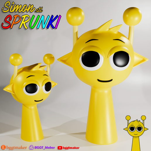🎨 SIMON SPRUNKI INCREDIBOX YELLOW | Sprunki 3D Model STL Fan Art・ STL File for 3D printing・Cults