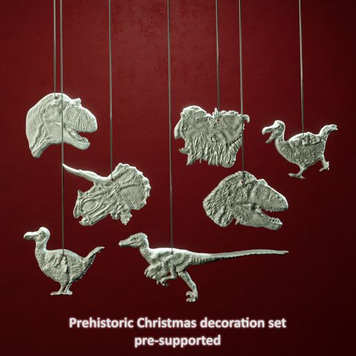 🎄 Prehistoric dinosaur-animal Christmas decoration set - pre-supported ...