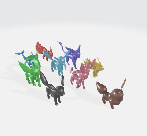 🐉 9 eeveelution standing figures・ STL File for 3D printing・Cults