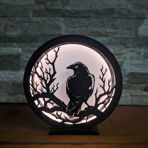 🐦 crow led lamper lamp・ STL File for 3D printing・Cults