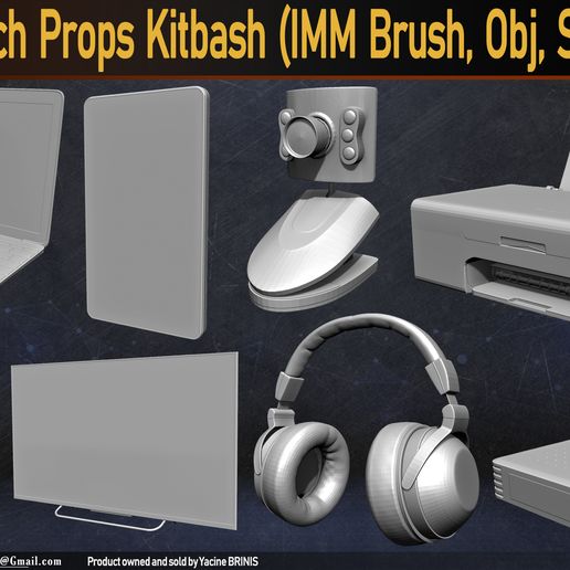 🐁 Pack Of 50 Tech Props Volume 01・ 3D File for 3D printing・Cults