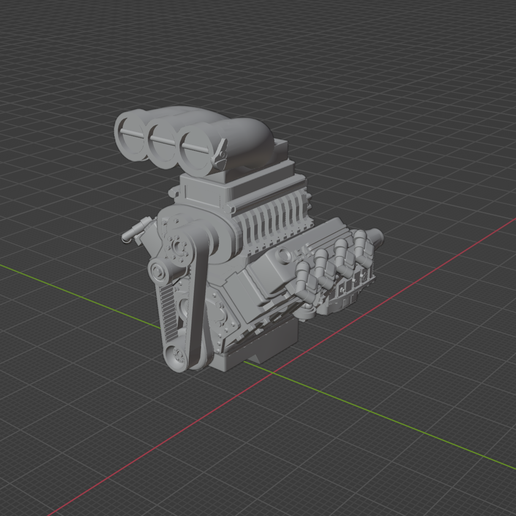 🚙 1/25 Scale Chevy 454 BBC - Weiand Blown & Injected w/ 4L80E・ STL File ...