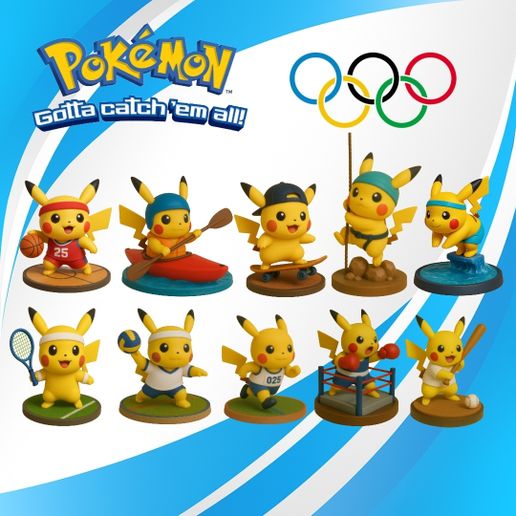 🐉 Pikachu olympic pack 2・ STL File for 3D printing・Cults