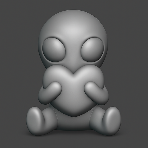 👽 Cute Alien Holding Heart STL File – 3D Printable Kawaii ...
