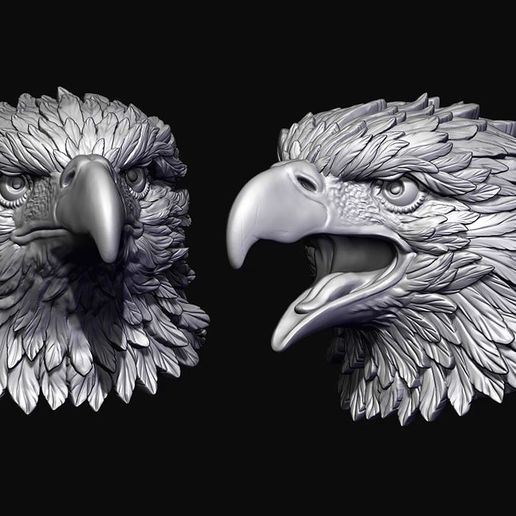 🦅 Detailed Eagle Heads・ STL File for 3D printing・Cults