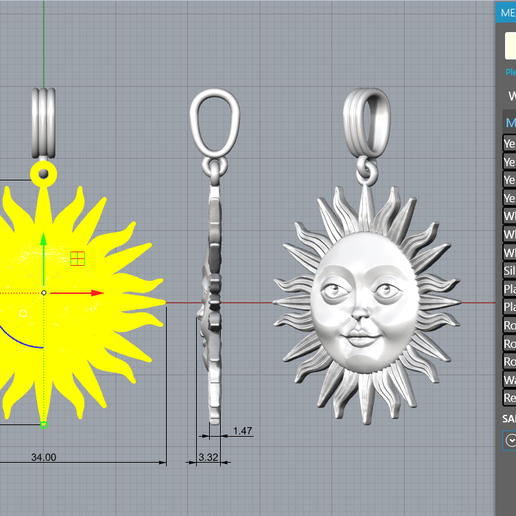 STL file Sun face pendant ☀️ (OBJ)・3D printable design to download・Cults