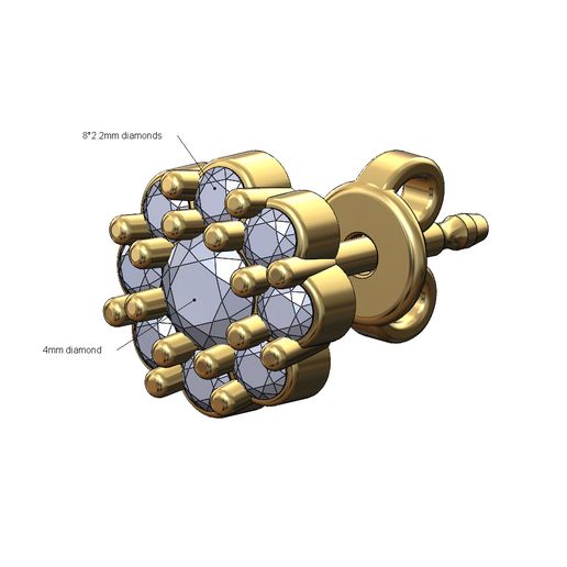 💎 Bubble diamond cluster stud earring 3D print model・ STL File for ・Cults