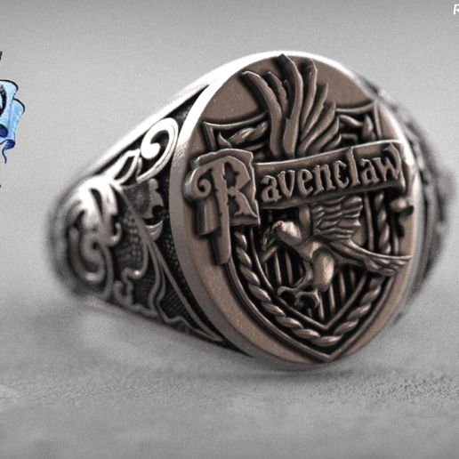 arquivo STL RavenClaw Crest Harry Potter Gents Ring 💍 (OBJ)・Design para ...