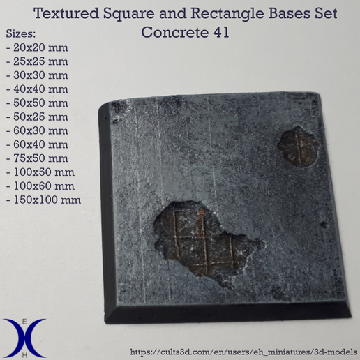 🟪 Square and rectangle bases set for tabletop, textured: Concrete 41 ...