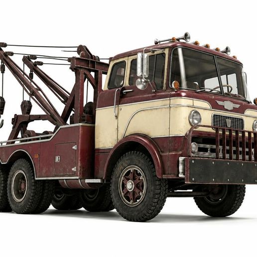 🚚 Vintage Heavy-Duty Tow Truck 3D Render - Classic Wrecker Vehicle・ STL ...