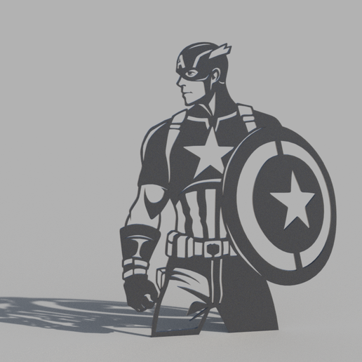 STL file captain america wall deco - 2D silhouette 👤 ・3D printable ...