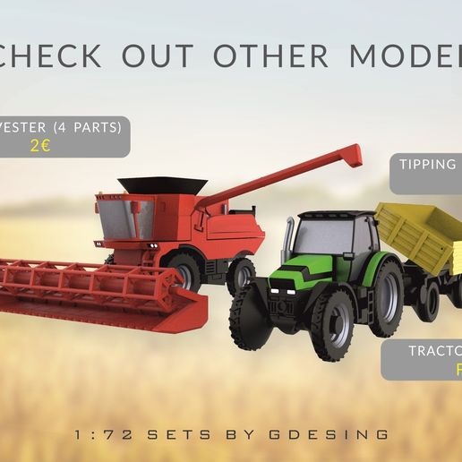 🚜 Easy print 1:72 Combine Harvester (Print in place Wheels & No support ...