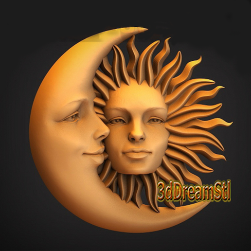 🌙 Crescent Moon With Sun Stl Model Cnc Router Engraver Artcam Aspire