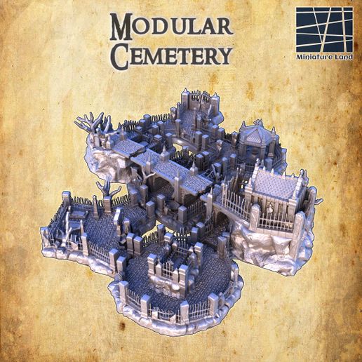 🎲 Medieval Cemetery 28 mm Tabletop Terrain・ STL File for 3D printing・Cults
