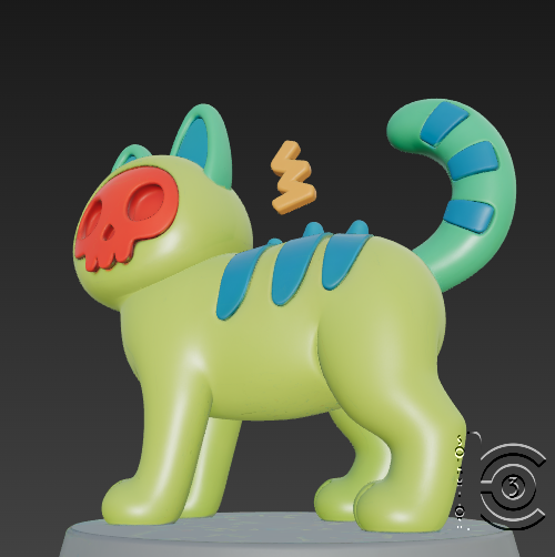 💀 Skully Cat - Neon Undead Familiar・ STL File for 3D printing・Cults
