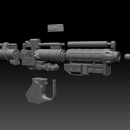 🤖 E-5 COMMANDO DROID BLASTER LIFE SIZE FOR 3D PRINT (1:1, 1:6, 1:12 ...
