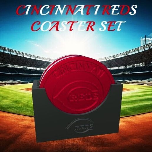 🍽️ Cincinnati Reds Coaster Set (MLB)・ STL File for 3D printing・Cults