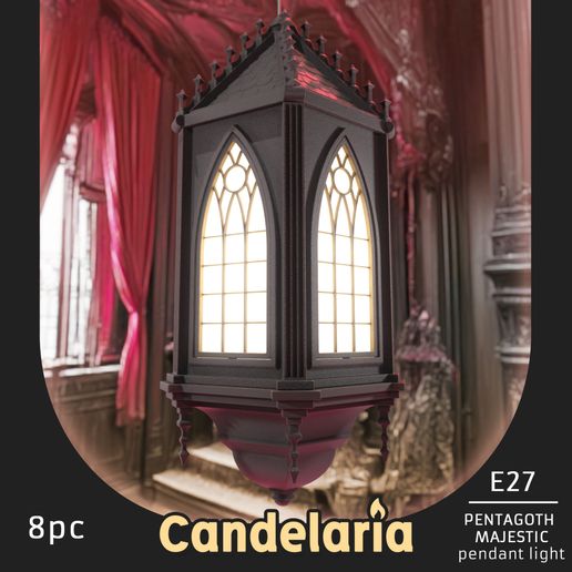 🔦 Candelaria - Pentagoth Majestic Pendant Lamp - E27・Fichier STL pour ...