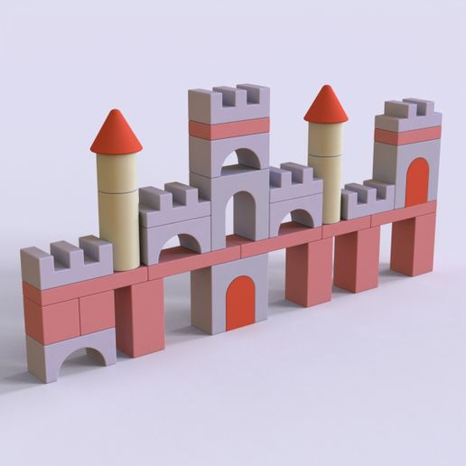 🏰 Castle Building Blocks・ OBJ File for 3D printing・Cults